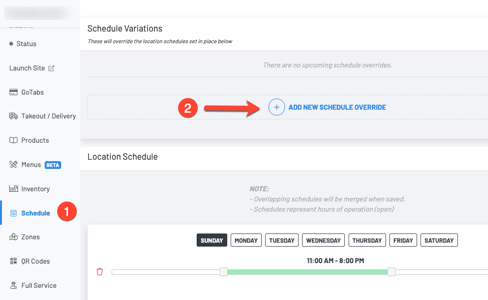 How to set up a schedule override